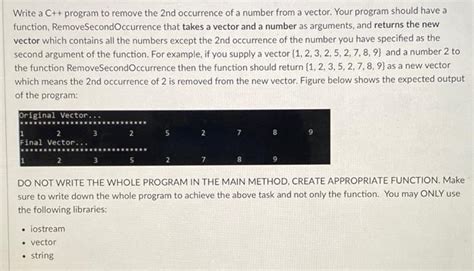 Solved Write A C Program To Remove The 2nd Occurrence Of A Chegg Com