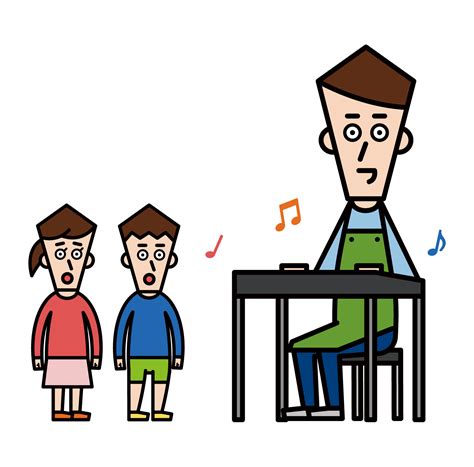 피아노를 연주하는 남자 보육원 교사의 그림 무료 일러스트 소재집 Kukukeke
