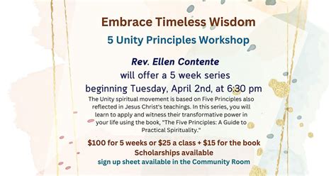 5 Unity Principles Workshop 717 Orchard Ave Wilmington 2 April To 30