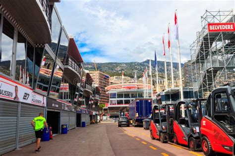 Pit Lane Of The Formula 1 Monaco Grand Prix In Monte Carlo Monaco