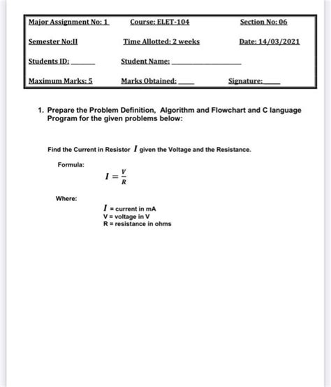 Solved 1 Prepare The Problem Definition Algorithm And