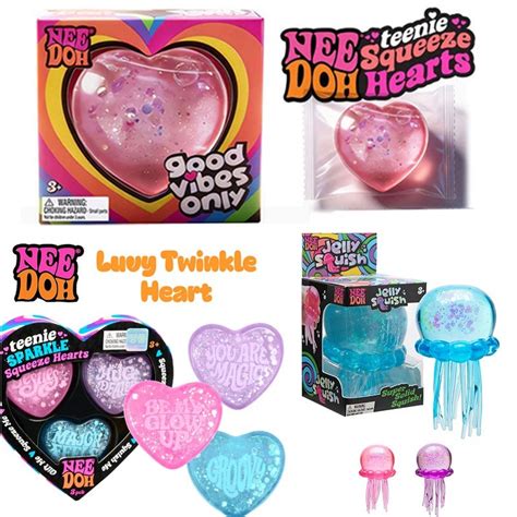 Schylling Needoh Teenie Squeeze Hearts Toy Needoh Nice Cube Pinch Toy