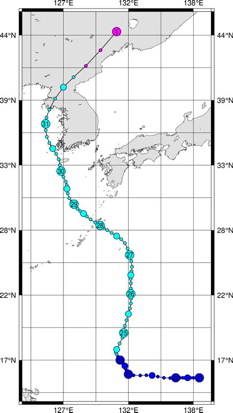Digital Typhoon Typhoon 197011 Billie Detailed Track Information