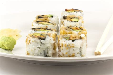 Hosomaki Unagi Maki Bbq Eel Avocado Roll Stock Image Image Of