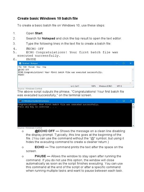 Create Basic Windows 10 Batch File Pdf Command Line Interface System Software