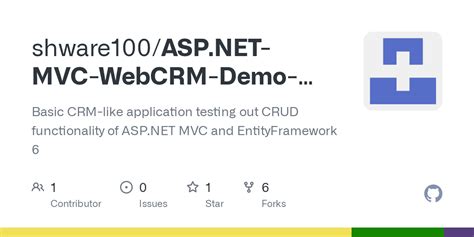 GitHub Shware100 ASP NET MVC WebCRM Demo App Basic CRM Like