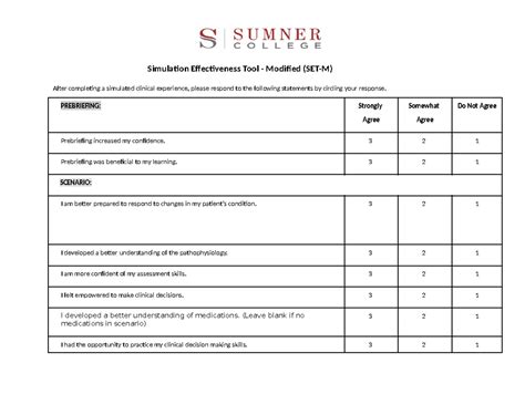 Simulation Effectiveness Tool Modified Set M Prebriefing