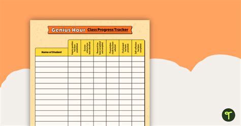 Genius Hour Class Progress Tracker Teach Starter