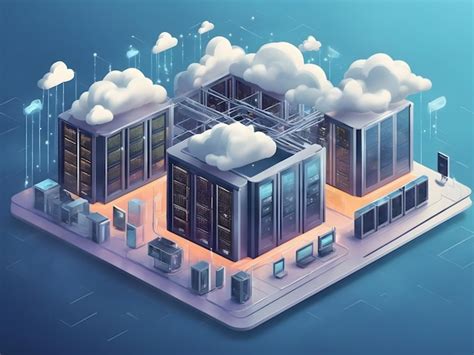 Premium Ai Image Data Processing Center Cloud Computing Technologies Connecting Server Farm To