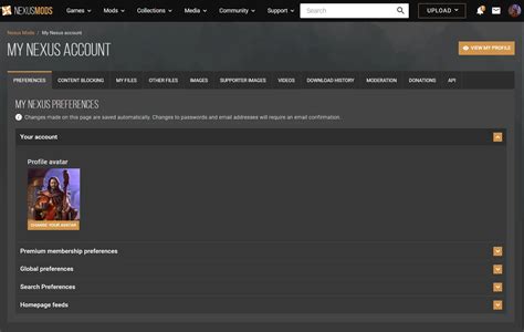 Moving Your Site Preferences At Nexus Mods And Community