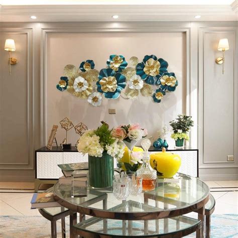 Modern Luxury Look 3d Floral Green Golden White Flowers Landscape Om
