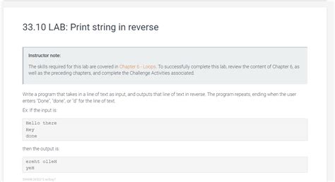 Solved 3310 Lab Print String In Reverse Instructor Note The Skills Course Hero