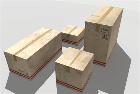 골판지 상자 팩 2 3d 모델 7 3ds Fbx Obj Unknown Free3d