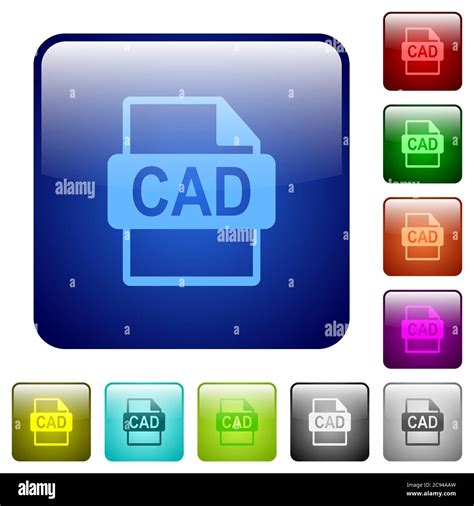 Cad File Format Icons In Rounded Square Color Glossy Button Set Stock Vector Image And Art Alamy