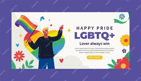 플랫 프라이드 월 Lgbt 가로 배너 템플릿 무료 벡터