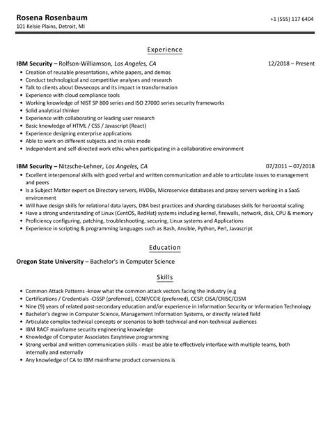IBM Security Resume Samples Velvet Jobs