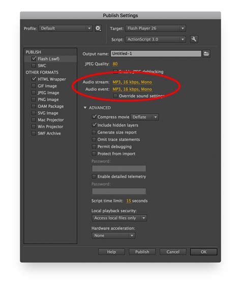 Solved Editing The Default Publish Settings In Animate Adobe