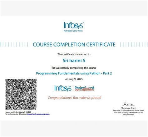 Python Programming Infosysspringboard Lifelonglearning Certificate