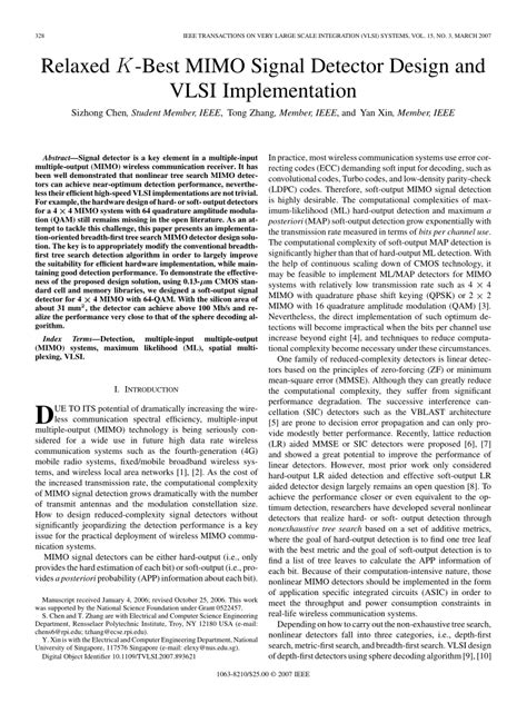pdf relaxed k best mimo signal detector design and vlsi implementation