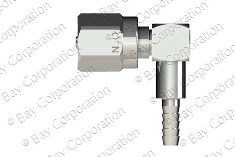 Bay Corporation NITROUS OXIDE DISS 90 Swivel Hex Nut Nipple Assembly By DISS Hose Barb N2O