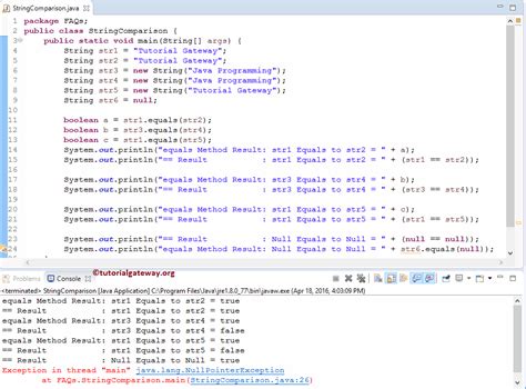 String Comparison In Java