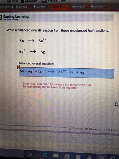 Solved Write A Balanced Overall Reaction From These