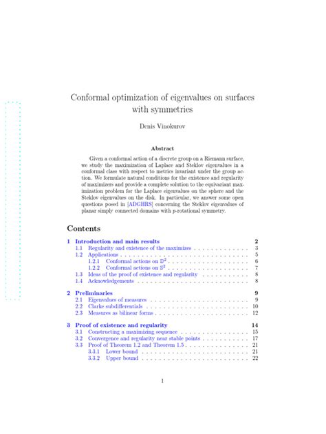 Conformal Optimization Of Eigenvalues On Surfaces With Symmetries Pdf Group Mathematics