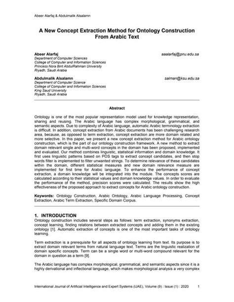 A New Concept Extraction Method For Ontology Construction From Arabic Text Pdf