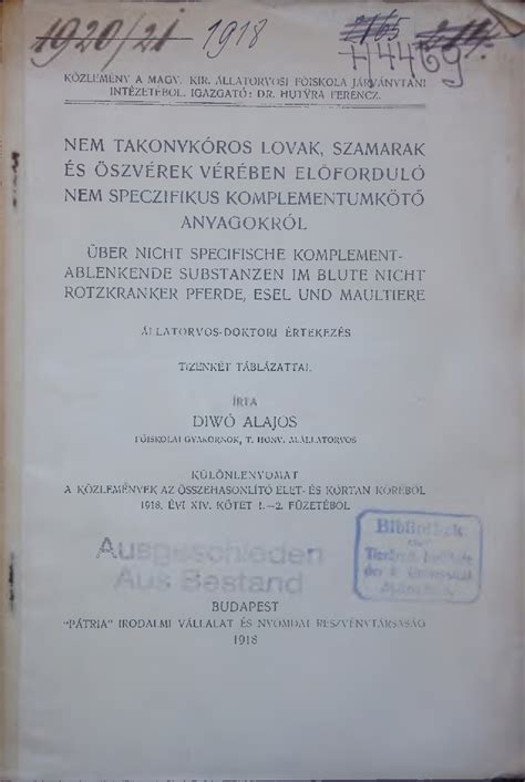 Nem TakonykÓros Lovak Szamarak És OszvÉrek VÉrÉben ElÖfordulo Nem