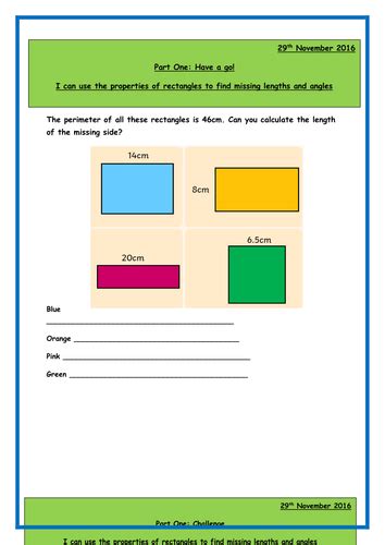 Year 5 Maths Lesson I Can Use The Properties Of Rectangles To Find Missing Lengths And Angles