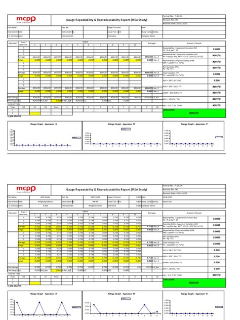Gauge Repeatability And Reproduceability Report Msa Study Pdf