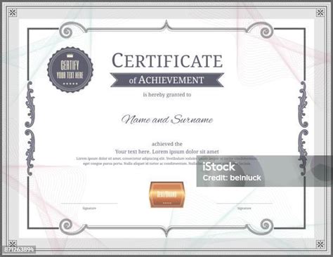 우아한 테두리 프레임 졸업 또는 수료 디플로마 디자인 럭셔리 인증서 템플릿 감탄에 대한 스톡 벡터 아트 및 기타 이미지 감탄 고풍스런 골동품 Istock