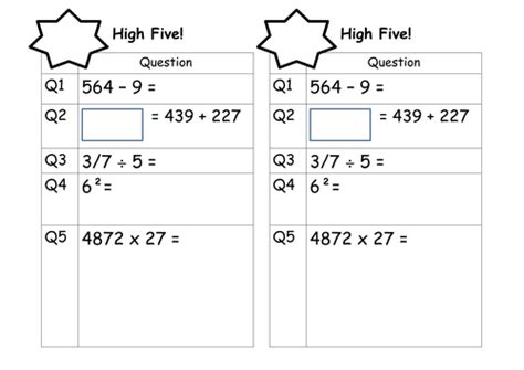 Year 6 Sats Revision Arithmetic High 5 Starters Teaching Resources