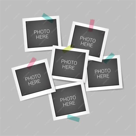 현실적인 디자인의 즉석 사진 프레임 콜라주 무료 벡터