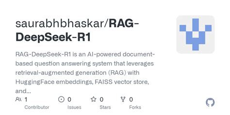 github saurabhbhaskar rag deepseek r1 rag deepseek r1 is an ai