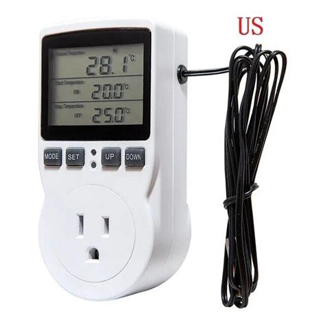 Digital Timer Switch Thermostat Display Temperature Controller Socket Sensor Heating Cooling Us