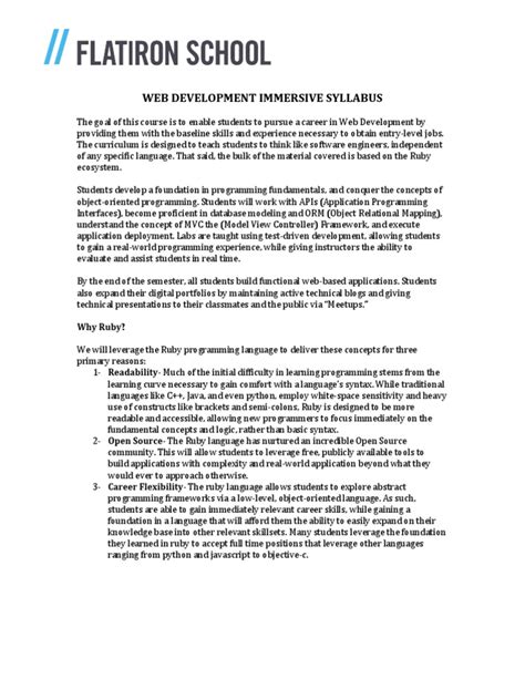 Web Development Immersive Syllabus Pdf Object Relational Mapping