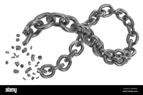 Unending Loop Breaking Chain Grey Metal 3d Illustration Isolated