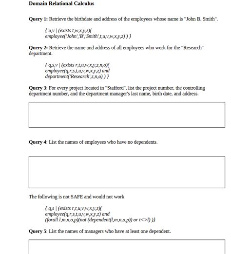 Domain Relational Calculus Query 1 Retrieve The