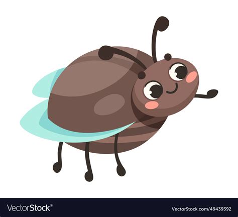 Cute Bug Or Beetle With Smiling Face Royalty Free Vector