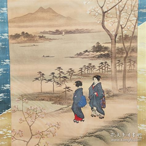 【图】浮世绘日本回流画轴挂轴 绢本 老裬裱 无轴 古印品 尺寸 纵116cm 横51cm。 和风的一幅 编号10拍品信息网上拍卖拍卖图片拍卖网拍卖网站