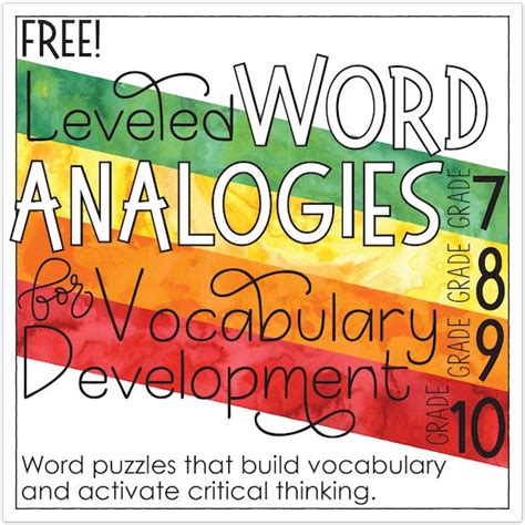 Free Word Analogies Grades 7 10 • Teacher Thrive Word Analogies
