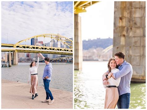 A Downtown Pittsburgh Riverwalk And Lake Elizabeth Engagement Session
