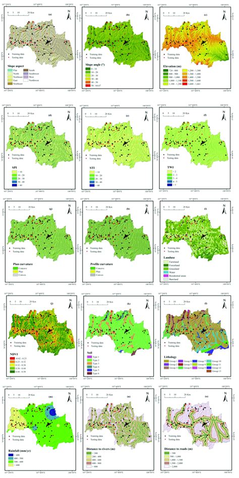 Maps Of Landslide Conditioning Factors A Slope Aspect B Slope