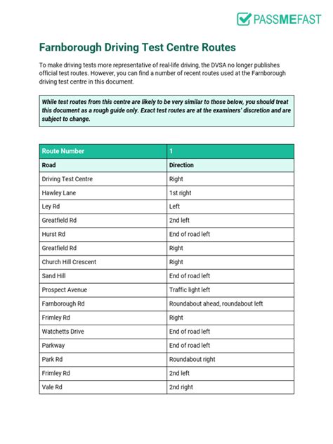 Farnborough Driving Test Routes Pdf Routes Infrastructure