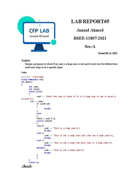 Computer Fundamentals Lab Report5 Pdf Computer Programming