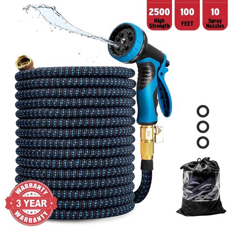 Portableout 100ft Compact Expandable Garden Hose 10 Spray Nozzle Heavy Duty Lightweight With