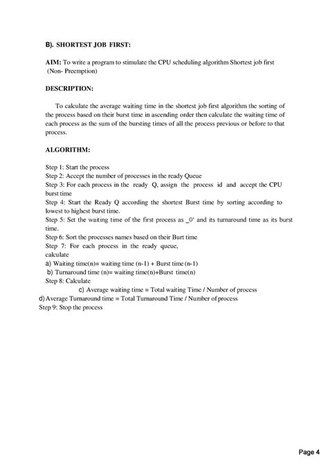 Round Robin Scheduling B Shortest Job First Aim To Write A
