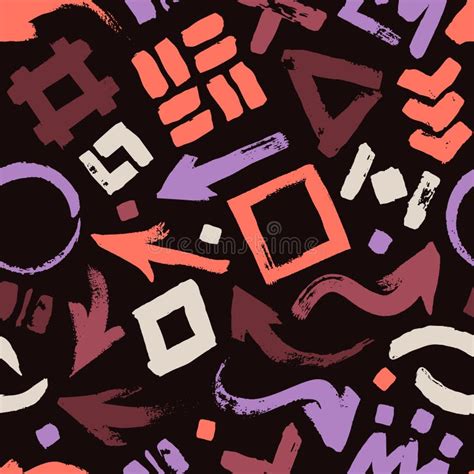 Brush Geometric Figures Pattern Seamless Print Of Abstract Brush Strokes With Irregular Shapes
