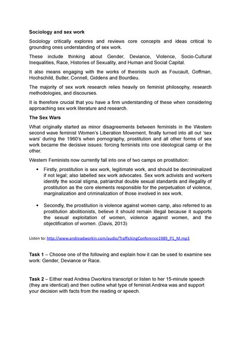 Sociology And Sex Work Sociology And Sex Work Sociology Critically Explores And Reviews Core
